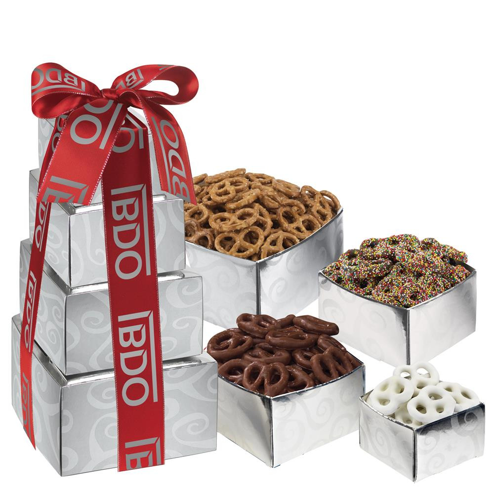 Salty Sweet Pretzel Gift Box Tower